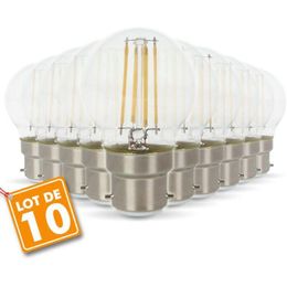 Set von 10 LED Birnen B22 G45 4W eq 40W 400lm Température de Couleur: Blanc chaud 2700K