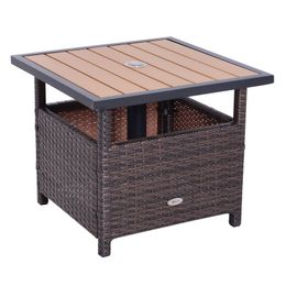 Outsunny Polyrattan Gartentisch braun 55,5 x 55,5 x 46 cm (LxBxH)