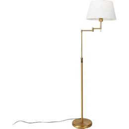 Qazqa Smarte Stehlampe Bronze mit weißem Schirm inkl. Wifi A60 - Ladas Deluxe - Bronze