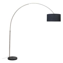 Qazqa - Bogenlampe Stahl schwarzer Lampenschirm 50 cm - xxl - Stahl