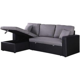 HABITAT ET JARDIN Umkehrbares Ecksofa mit Stauraum und Schlaffunktion Alain - 3-Sitzer - Grau / Schwarz