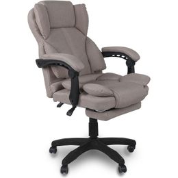 Schreibtischstuhl Bürostuhl Stoff Gamingstuhl Racing Chair Chefsessel mit Fußstütze, Taupe