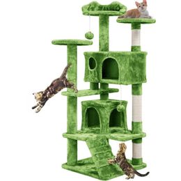 Yaheetech - Kratzbaum Stabiler Katzenbaum Katzenkratzbaum Katzenmöbel, Kletterbaum für Katzen Höhe 137 cm, Grün