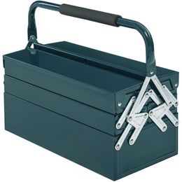 Werkzeugkasten Werkzeugkoffer Werkzeugkiste 5 Fächer aufklappbar Stahl (spcc) Dunkelgrün 45 x 22,5 x 34,5 cm - Dunkelgrün - DURHAND