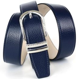 Anthoni Crown Damen Lederg&uuml;rtel mit eleganter Dornschlie&szlig;e, Rindsleder blau 95