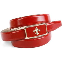 Anthoni Crown Damen Lederg&uuml;rtel mit eleganter Schlie&szlig;e, G&uuml;rtel in Glanzoptik rot 95