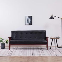 MAISONCHIC 3-Sitzer-Sofa Loungesofa Couch Modern Schwarz Kunstleder DE18375 - Schwarz