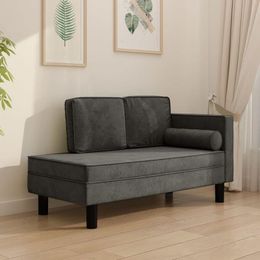 MAISONCHIC - Sofa Loungesofa Couch Modern mit Kissen und Nackenrolle Dunkelgrau Samt DE97120
