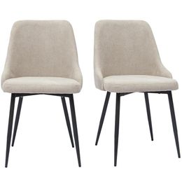 Miliboo Stühle aus naturfarbenem Stoff mit Samteffekt und schwarzem Metall (2er-Set) CULT - Natur