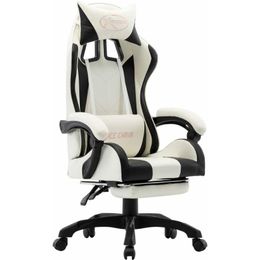 Prolenta Premium - Gaming-Stuhl mit Fußstütze Schwarz und Weiß - Schwarz
