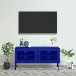 MAISONCHIC TV-Lowboard für Wohnzimmer tv Schrank TV-Möbel Marineblau 105x35x50 cm Stahl DE48009 - Blau