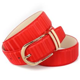 Anthoni Crown Damen Lederg&uuml;rtel mit filigraner goldfarbener Dornschlie&szlig;e rot 75