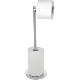 Wenko - Stand Toilettenpapierhalter 2 in 1 Edelstahl Glänzend, 2er Set, Silber glänzend, Edelstahl rostfrei glänzend - silber glänzend