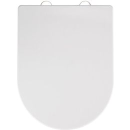 Wenko Premium WC-Sitz Calla, Thermoplast weiß, mit Absenkautomatik, Weiß, Thermoplast weiß , Edelstahl rostfrei silber matt - weiß
