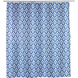Wenko Duschvorhang Lorca, Textil (Polyester), 180 x 200 cm, waschbar, Blau, Polyester mehrfarbig - blau