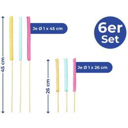 Wenko Maximex Microfaser-Lückenputzer Set 6-teilig, Mikrofaser-Staubwedel, Mehrfarbig, Polyester mehrfarbig, Bambus braun - mehrfarbig