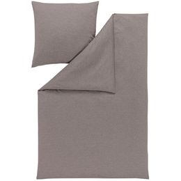 Mako-Interlock-Jersey-Bettwäsche Takoma Größe 155x220/80x80 cm, taupe - Estella