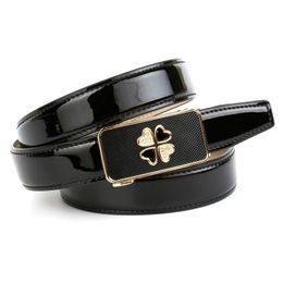 Anthoni Crown Damen Lederg&uuml;rtel Traumhafter Automatik Lackg&uuml;rtel, kleine Herzen schwarz 90