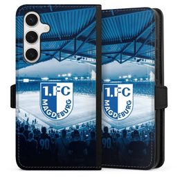 DeinDesign Handyhülle 1. FC Magdeburg Stadion 1. FCM 1.FCM Arena, Samsung Galaxy S24+ Hülle Handy Flip Case Wallet Cover, schwarz