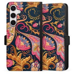 DeinDesign Handyhülle Muster Ornamente Mandala Floral Autumn 1, Samsung Galaxy S24+ Hülle Handy Flip Case Wallet Cover, schwarz