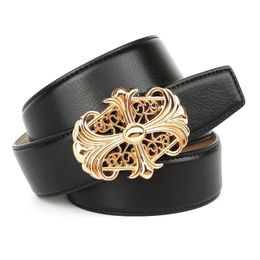 Anthoni Crown Damen Lederg&uuml;rtel mit Unterf&uuml;hrung und gl&auml;nzender Schlie&szlig;e schwarz 105