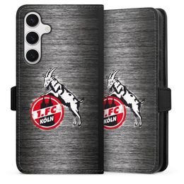 DeinDesign Handyhülle 1. FC Köln Metallic Look Offizielles Lizenzprodukt Metal Scratch 1.FC, Samsung Galaxy S24+ Hülle Handy Flip Case Wallet Cover