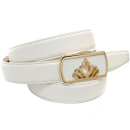 Anthoni Crown Damen Lederg&uuml;rtel mit goldfarbener eleganter Schlie&szlig;e wei&szlig; 75