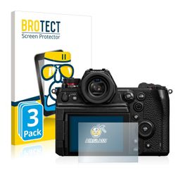 BROTECT Displayschutzglas Schutzglas für Panasonic Lumix DC-S1H, 3 Stück, Schutzfolie Display Schutz Glas Folie klar, weiß
