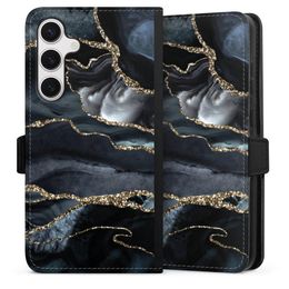 DeinDesign Handyhülle Glitzer Look Marmor Trends Dark marble gold Glitter look, Samsung Galaxy S24+ Hülle Handy Flip Case Wallet Cover, schwarz
