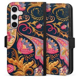 DeinDesign Handyhülle Muster Ornamente Mandala Floral Autumn 1, Samsung Galaxy S24 Hülle Handy Flip Case Wallet Cover, schwarz