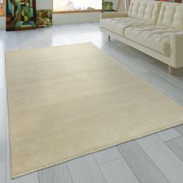 Teppich Wohnzimmer Kurzflor Naturfaser Einfarbig Handgearbeitet Gabbeh 120x170 cm, Creme - Paco Home