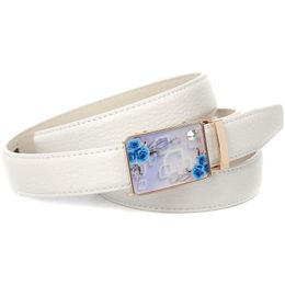 Anthoni Crown Damen Lederg&uuml;rtel in wei&szlig; mit Sommerfeeling wei&szlig; 85