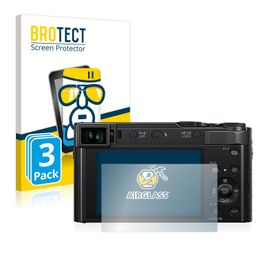 BROTECT Displayschutzglas Schutzglas für Panasonic Lumix DC-TZ202, 3 Stück, Schutzfolie Display Schutz Glas Folie klar, weiß