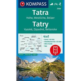 KOMPASS Wanderkarte 2100 Tatra, Hohe, Westliche, Belaer, Tatry, Vysoké, Západné, Belianske 1:50.000, Karte (im Sinne von Landkarte)