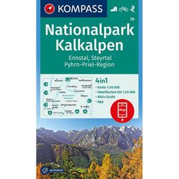 KOMPASS Wanderkarte 70 Nationalpark Kalkalpen, Ennstal, Steyrtal, Pyhrn-Priel-Region 1:50.000, Karte (im Sinne von Landkarte)