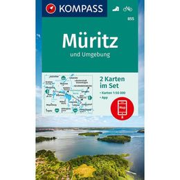 KOMPASS Wanderkarten-Set 855 Müritz und Umgebung (2 Karten) 1:50.000, Karte (im Sinne von Landkarte)