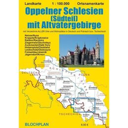Landkarte Oppelner Schlesien (Südteil) mit Altvatergebirge - Dirk Bloch, Karte (im Sinne von Landkarte)