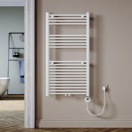 Sonni - Badezimmerheizkörper elektrischer Thermostat Handtuchhalter Handtuchtrockner Mittelanschluss weiß 1150x600m Leistung 600W