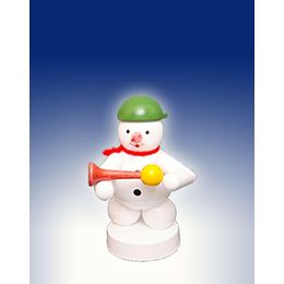 Volkskunst Zenker Sammelfigur Weihnachtsdekoration Schneemann mit Hupe Höhe 8cm NEU, bunt