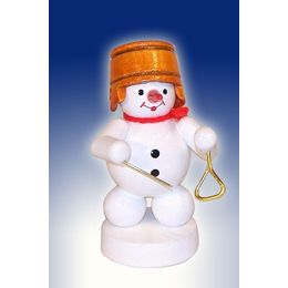 Volkskunst Zenker Sammelfigur Weihnachtsdekoration Schneemann mit Triangel Höhe 8cm NEU, bunt