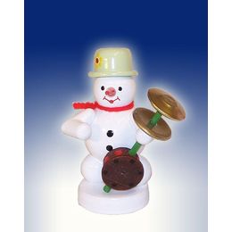Volkskunst Zenker Sammelfigur Weihnachtsdekoration Schneemann mit Stampfgeige Höhe 8cm NEU, bunt