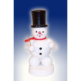 Volkskunst Zenker Sammelfigur Weihnachtsdekoration Schneemann Dirigent Höhe 8cm NEU, bunt