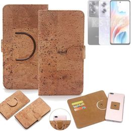 K-S-Trade Handyhülle für Oppo A79 5G, Handy Hülle Schutz Hülle Handyhülle Schutzhülle Korkhülle, braun|schwarz