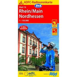 ADFC-Radtourenkarte 16 Rhein/Main Nordhessen 1:150.000, reiß- und wetterfest, GPS-Tracks Download, Karte (im Sinne von Landkarte)