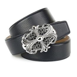 Anthoni Crown Damen Lederg&uuml;rtel mit eleganter Motiv-Schlie&szlig;e schwarz 90