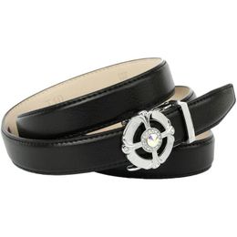 Anthoni Crown Damen Lederg&uuml;rtel mit eleganter runder Schlie&szlig;e schwarz 80