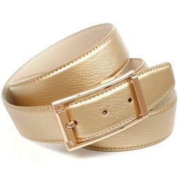 Anthoni Crown Damen Lederg&uuml;rtel im klassischen Design und gl&auml;nzender Oberfl&auml;che gold 90