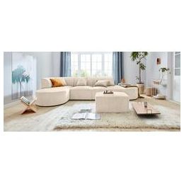 Ecksofa Andas "Alesund L-Form" Sofas Gr. B/H/T: 362cm x 84cm x 183cm, Cord, Ottomane links, beige bestehend aus Modulen, auch einzeln erhältllich, miteinander verbunden