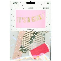 Rico Design Papier-Girlande IT‘S A GIRL (3m) in rosa/pink
