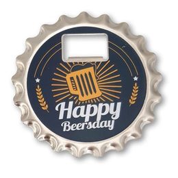 Bieröffner/Untersetzer mit Magnet - "Happy Beersday"
